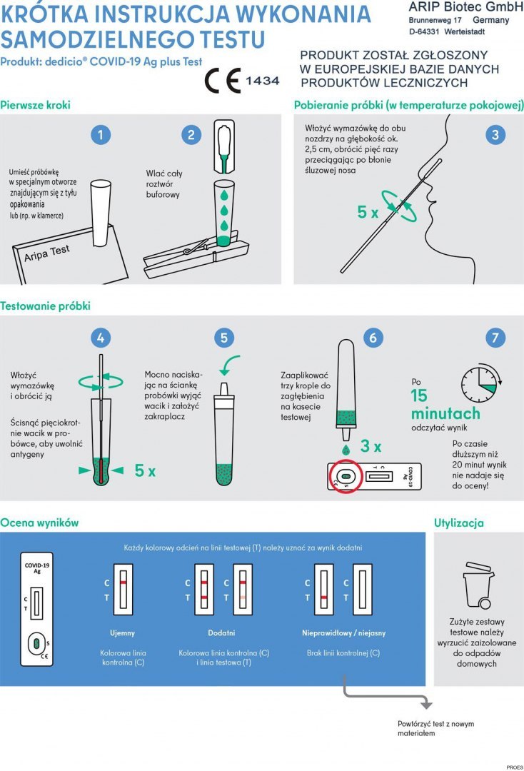 Test antygenowy wymazowy z nosa na obecność COVID-19 DOMOWY SZYBKI ...